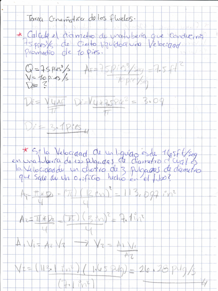 Tarea Cinematica de Los Fluidos | PDF
