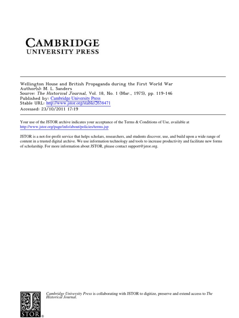 Wellington House and British Propaganda During The First World War ...