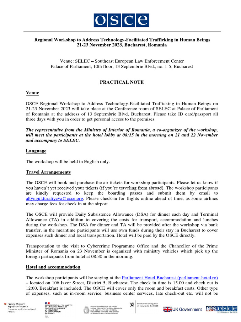 Practical Note Bucharest Workshop | PDF | Transport | Service Industries