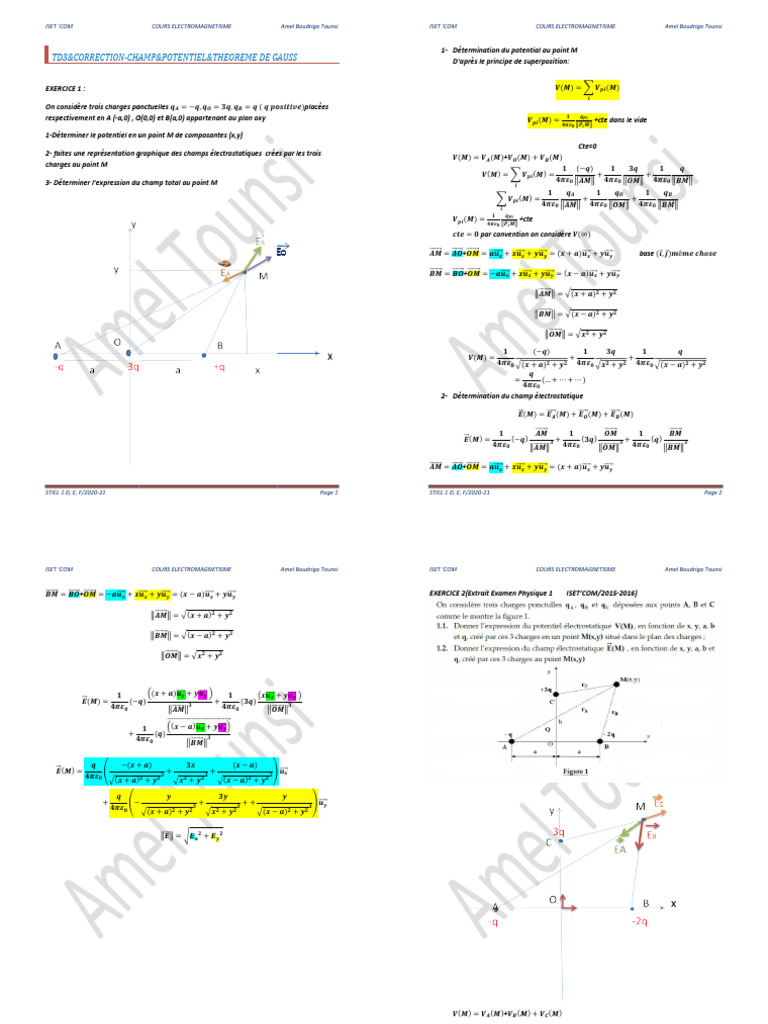 Correction TD3 | PDF | Électromagnétisme | Champ électrique