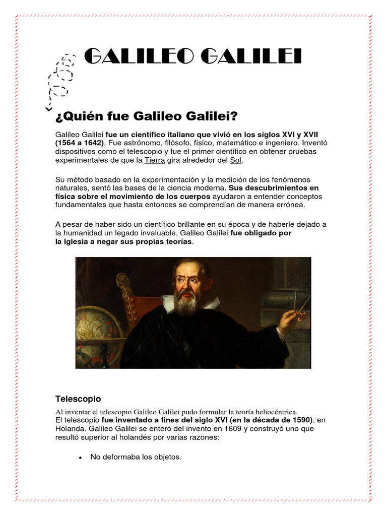 Descubrimientos y legado de Galileo Galilei | PDF