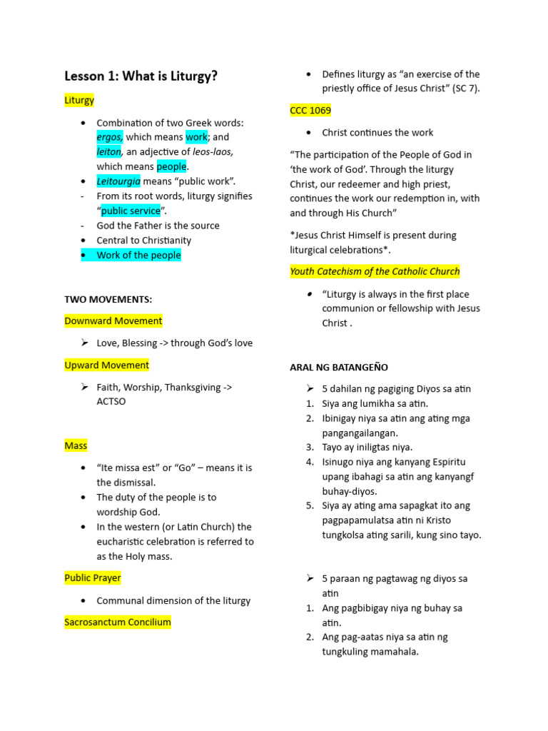 Theo Lessons 1 3 | PDF | Catholic Church | Mass (Liturgy)