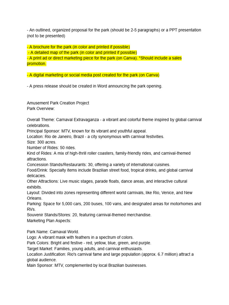 Amusement Park Creation Project | PDF | Carnival