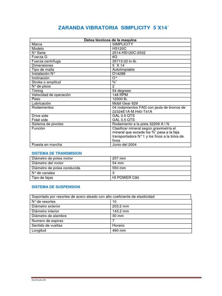 8 Zaranda Simplicity 5x14 | PDF | Máquinas | Bienes manufacturados