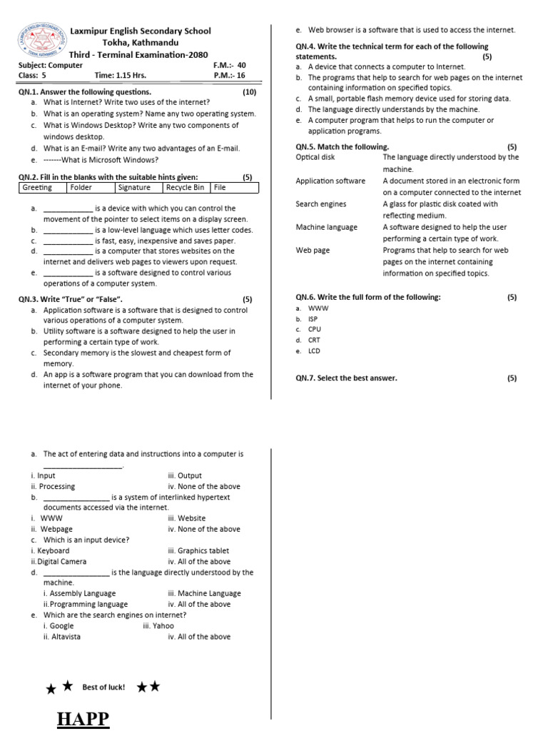 Computer Class 5 Third Term Pdf World Wide Web Internet And Web