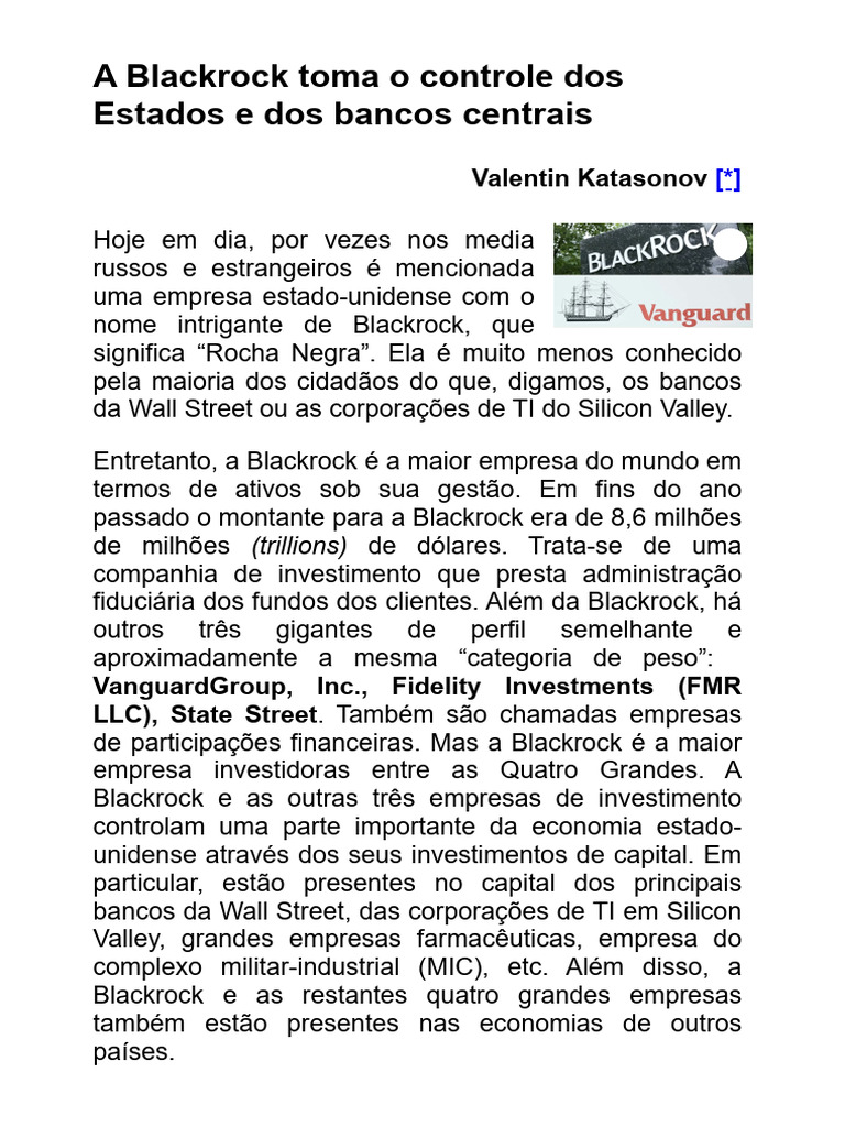BlackRock: Poder e Controle Global | PDF | Os Estados Unidos | Política ...