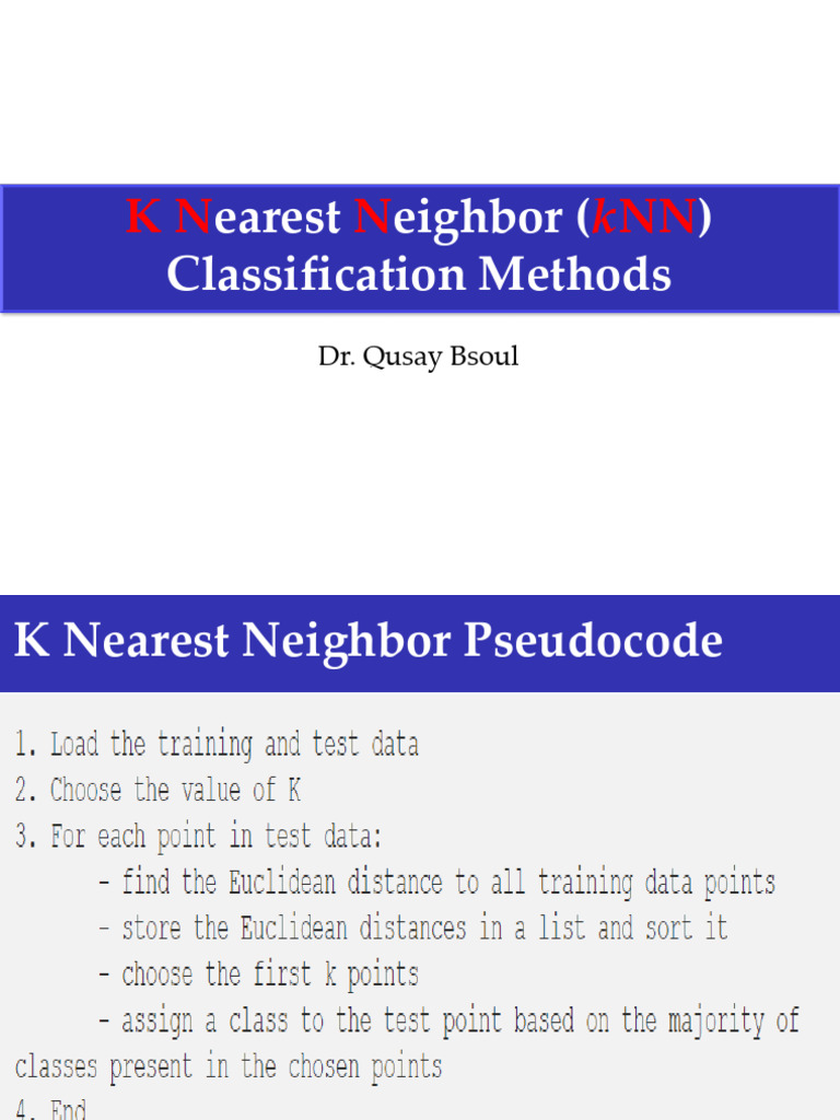 kNN Algorithm Pseudocode Overview | PDF | Teaching Methods & Materials