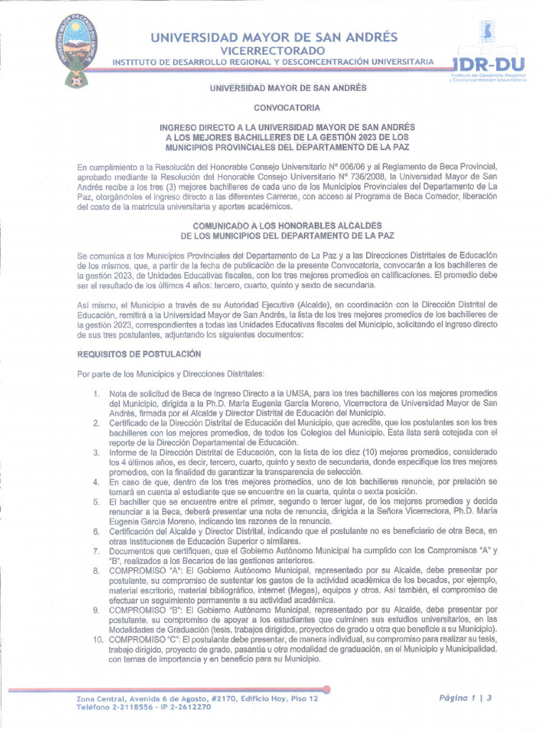 Beca Provincial 2024 | PDF