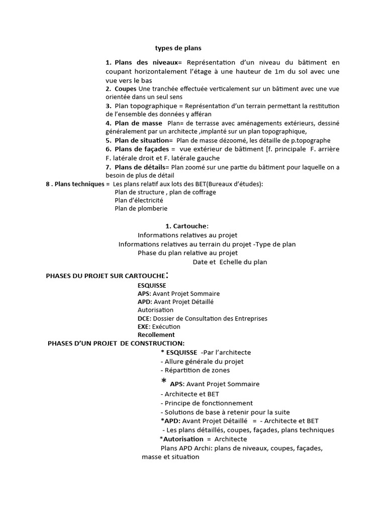 Les Types de Plans | PDF | Dessin technique