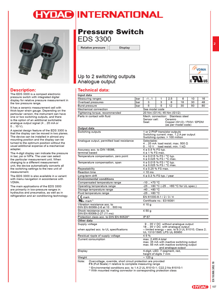 En18068-3-02-18 Eds3300 Plus Vdma | PDF | Switch | Pressure Measurement