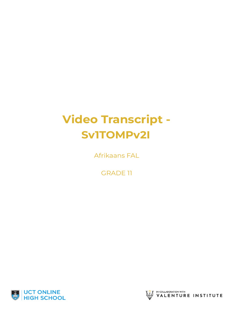 Grade 11 - Afrikaans - Sv1TOMPv2I | PDF | Verb | Subject (Grammar)