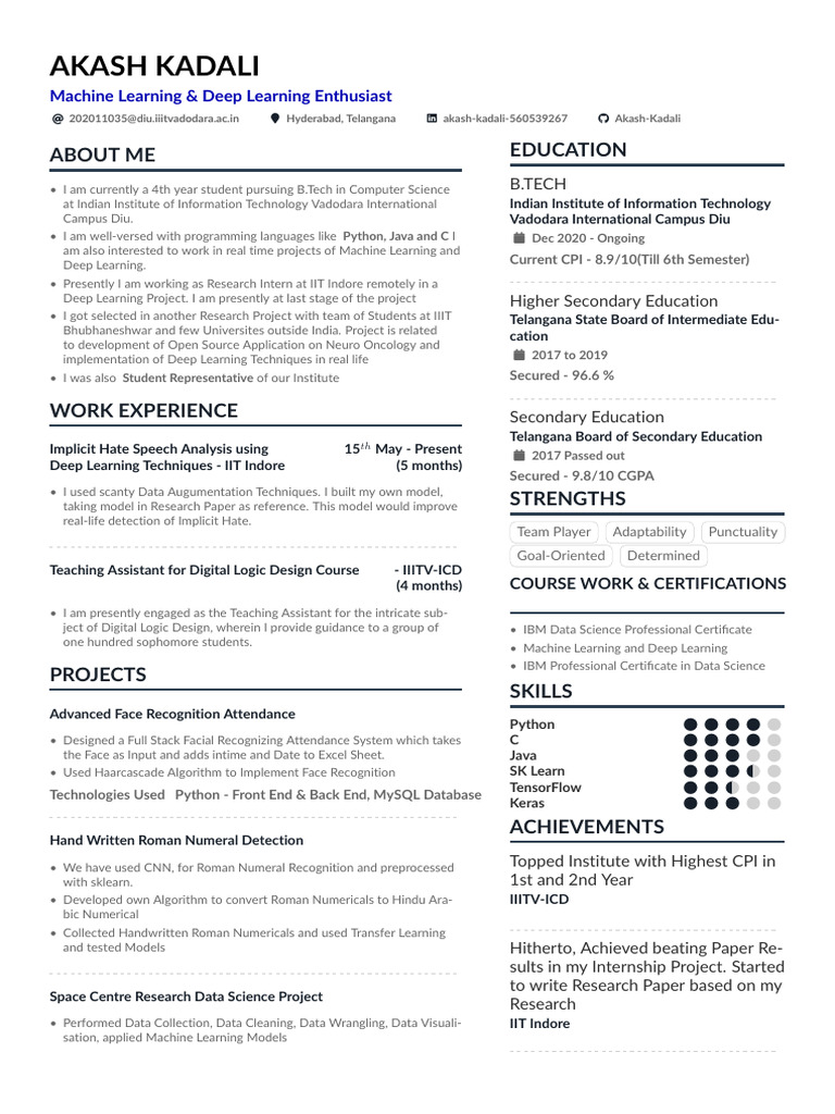 Resume Template | PDF | Deep Learning | Machine Learning