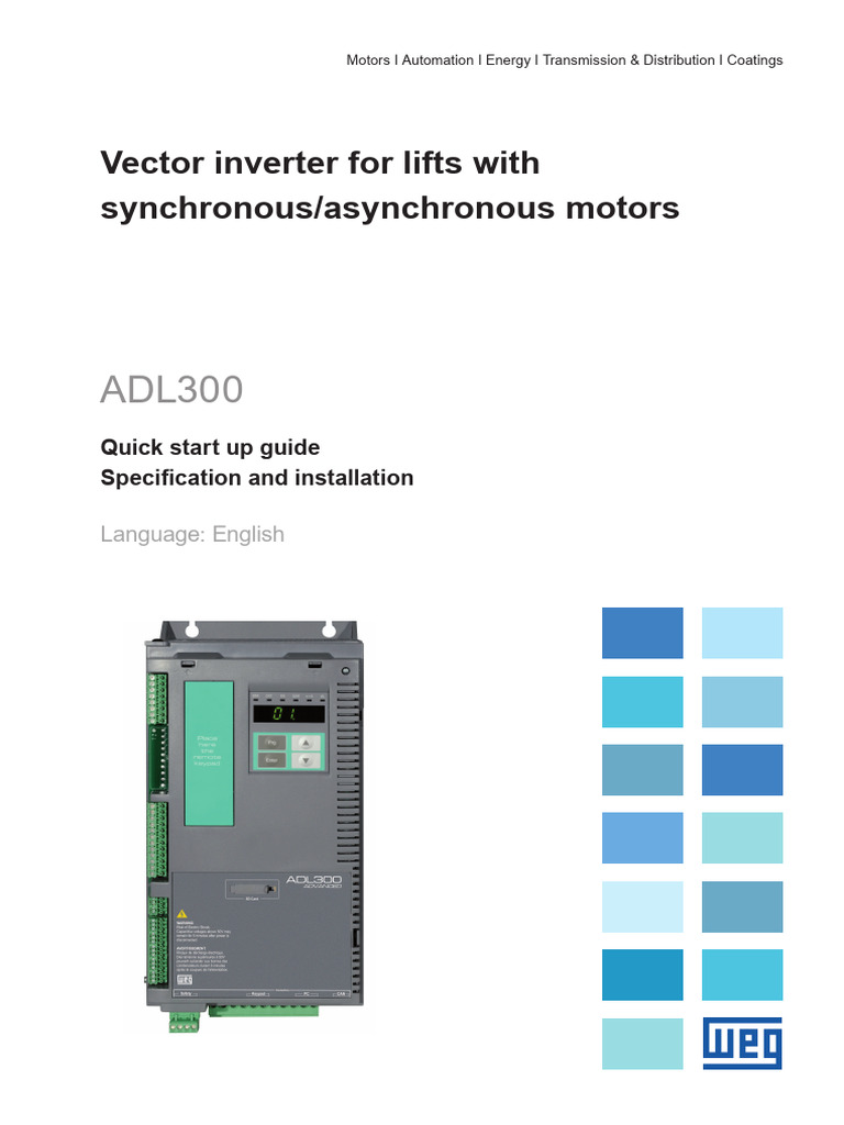WEG ADL300 Quick Start Up Guide 1S9QSEN en | PDF | Elevator | Power Supply