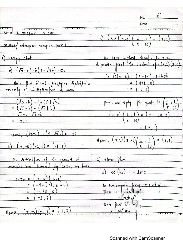Coderias - Complex Analysis - Practice Task 1 | PDF