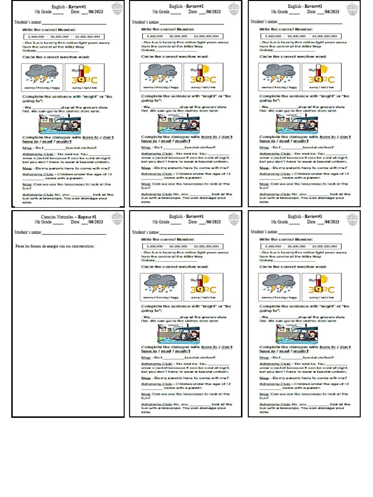 5th Grade - English Review 1 | PDF