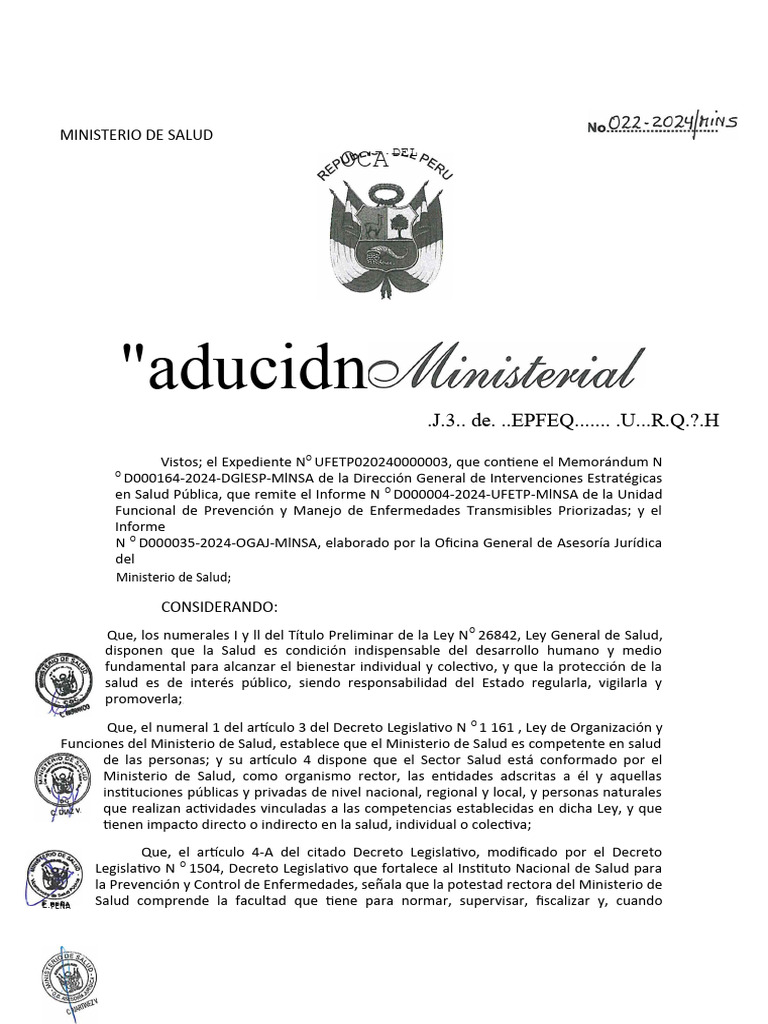 Resolucion Ministerial N 022 2024 Minsa | Descargar gratis PDF | Seguridad y salud ocupacional ...