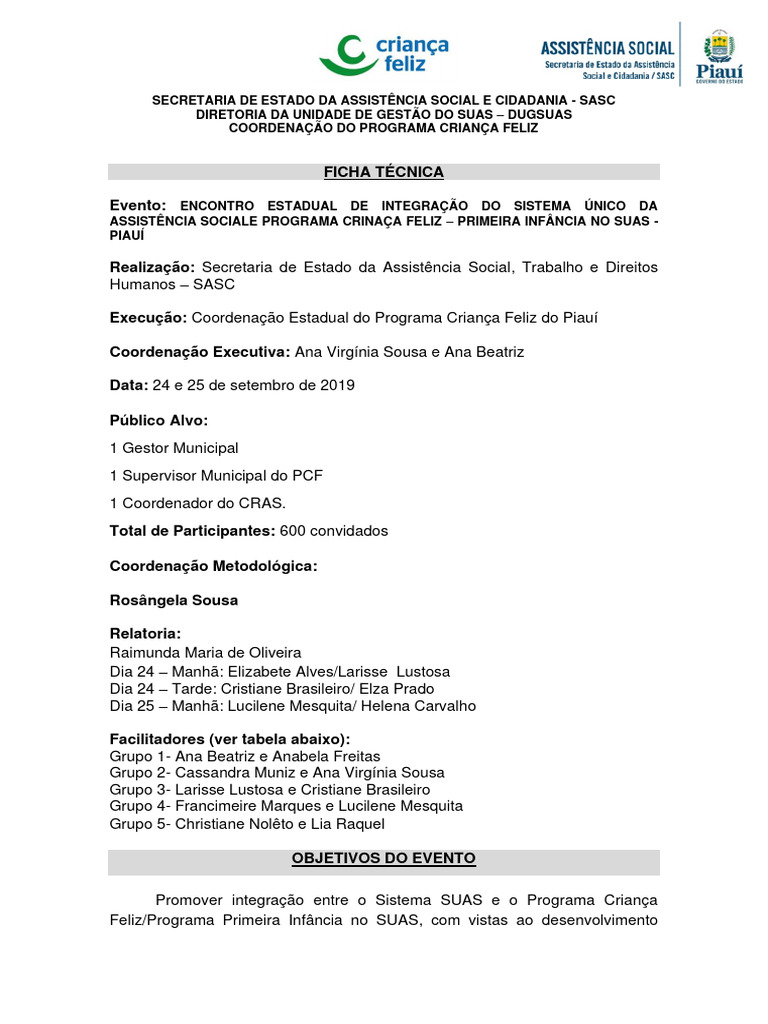 Ficha Técnica do Evento | PDF