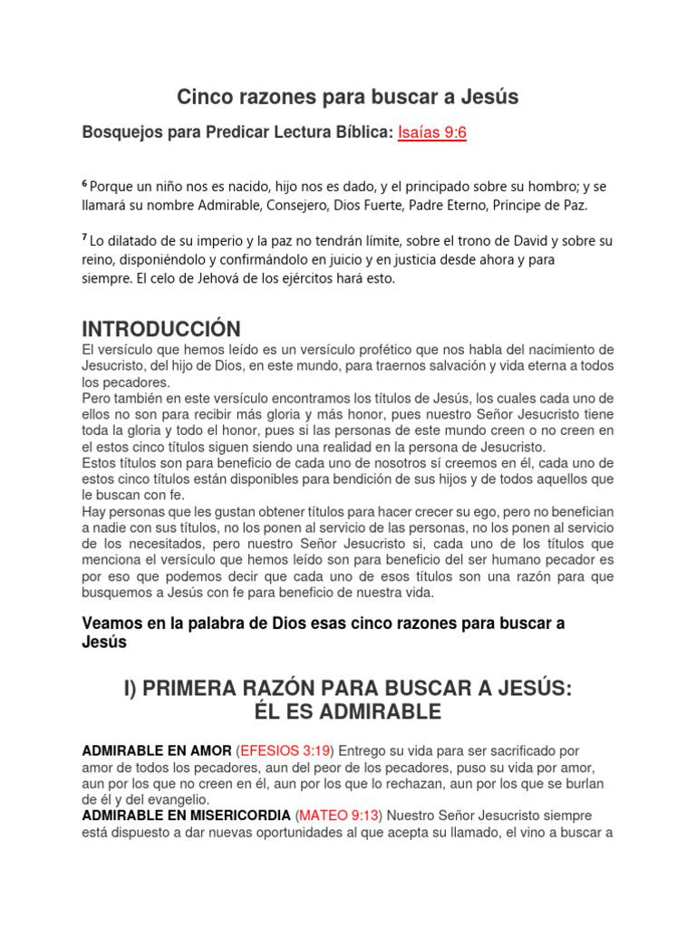 Cinco Razones para Buscar A Jesús | PDF | Jesús | Pecado