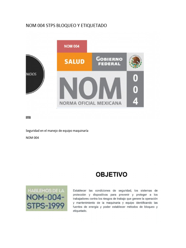 Nom 004 STPS Bloqueo y Etiquetado | PDF