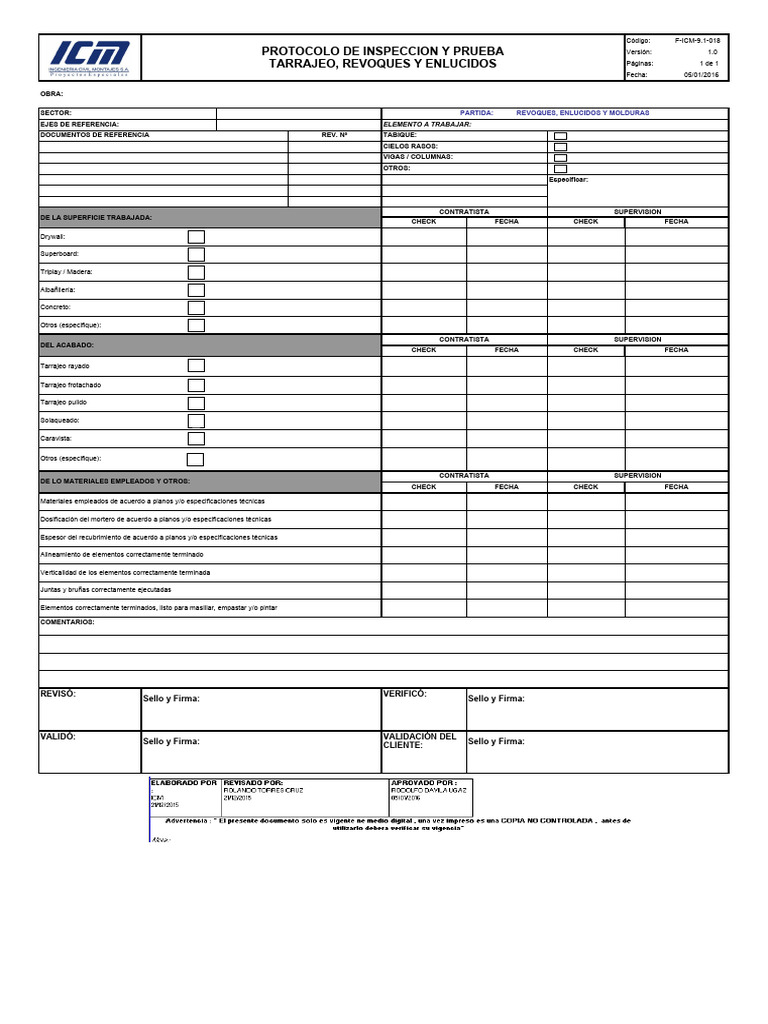 Protocolos Tarrajeo, Revoques y Enlucidos | Descargar gratis PDF | Materiales de construcción ...