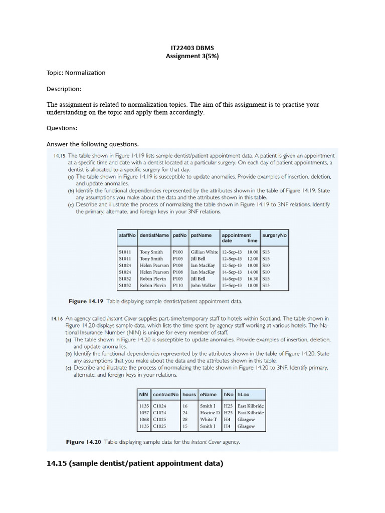 Normalization Exercise Pdf Databases Cybernetics