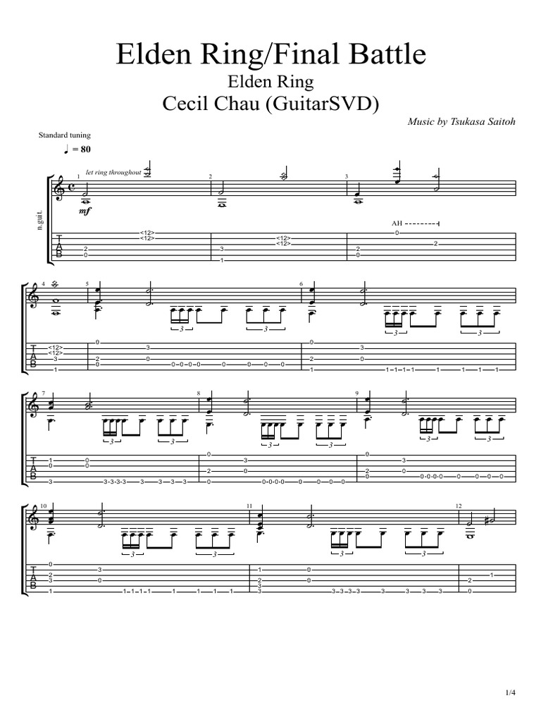 Elden Ring Final Battle Guitar Tabs | PDF