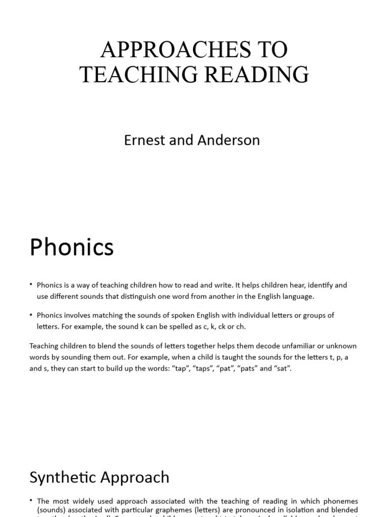 Approaches To Teaching Reading | PDF