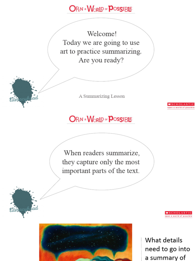 A Summarizing Lesson | PDF