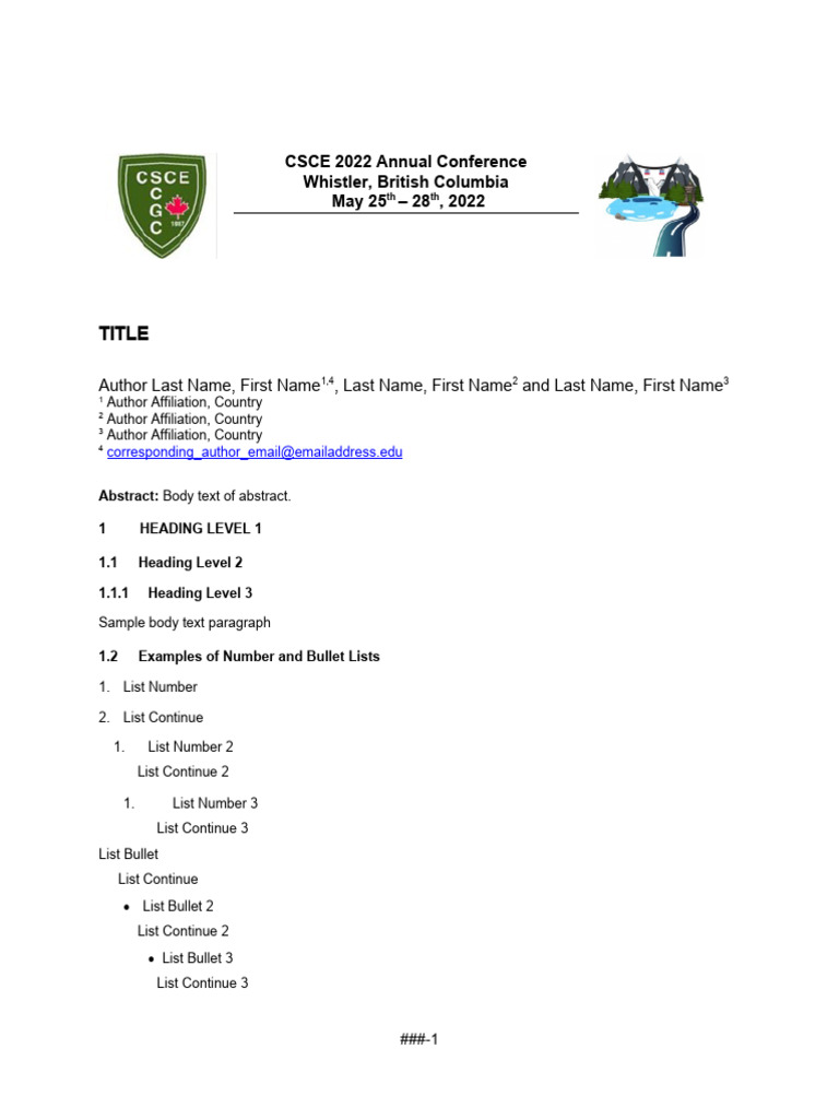 CSCE - Conference Paper Format | PDF | Teaching Methods & Materials