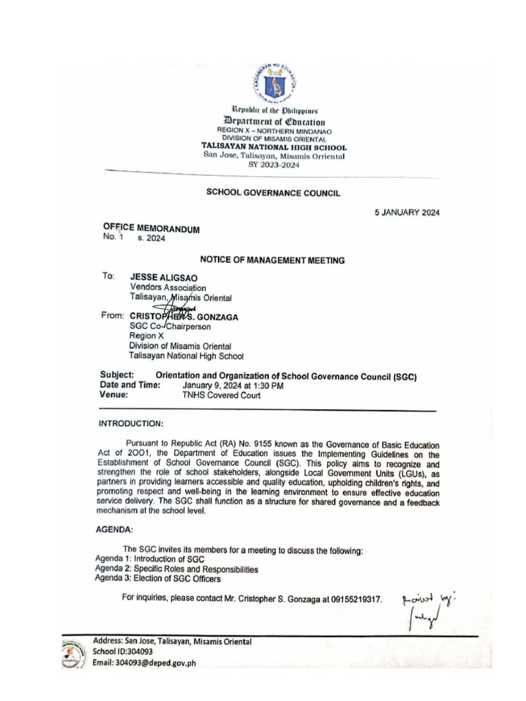 FI1-A Notice of Meeting | PDF