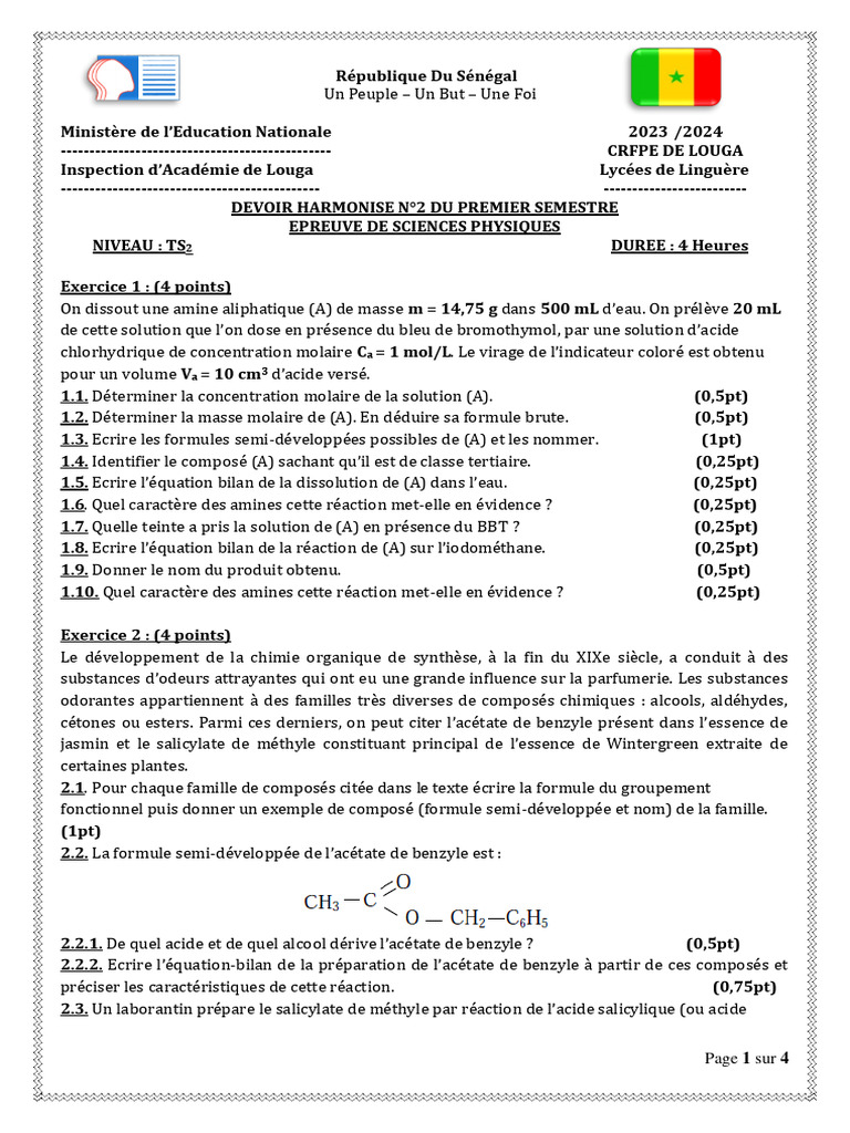 D N°2 TS2 SP 2023-2024-1 | PDF