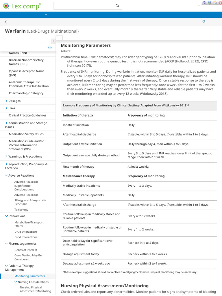 Warfarin (Lexi-Drugs Multinational) - Lexicomp | PDF