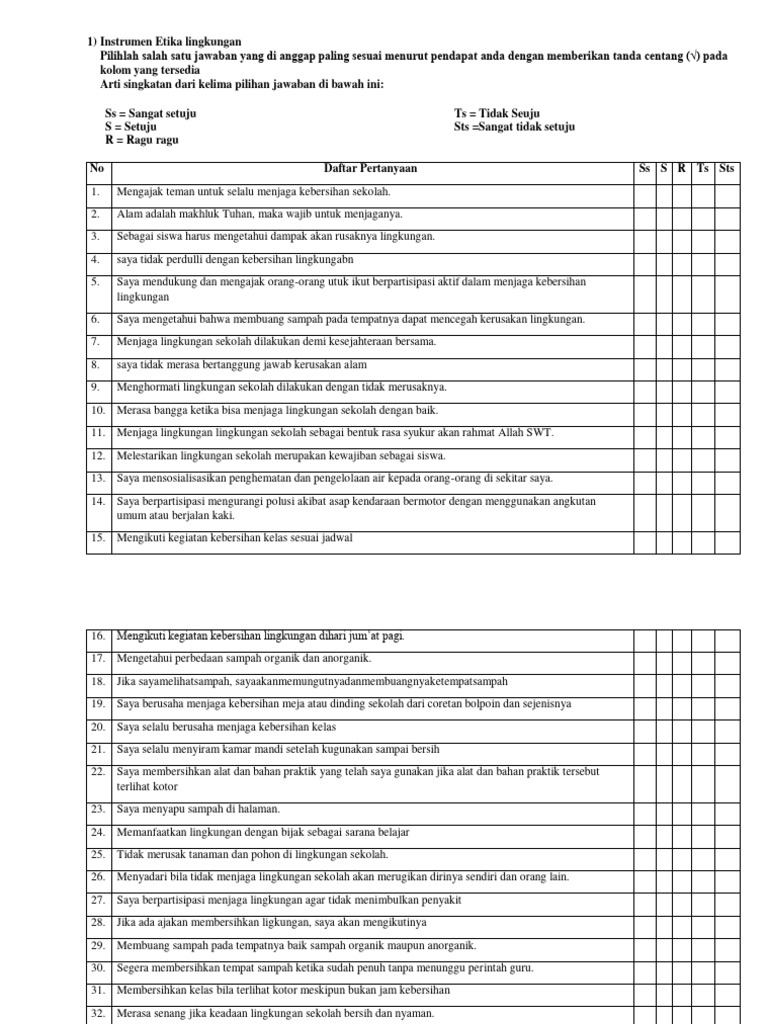 Kuesioner Kesadaran Lingkungan Siswa | PDF | Kesehatan Holistik