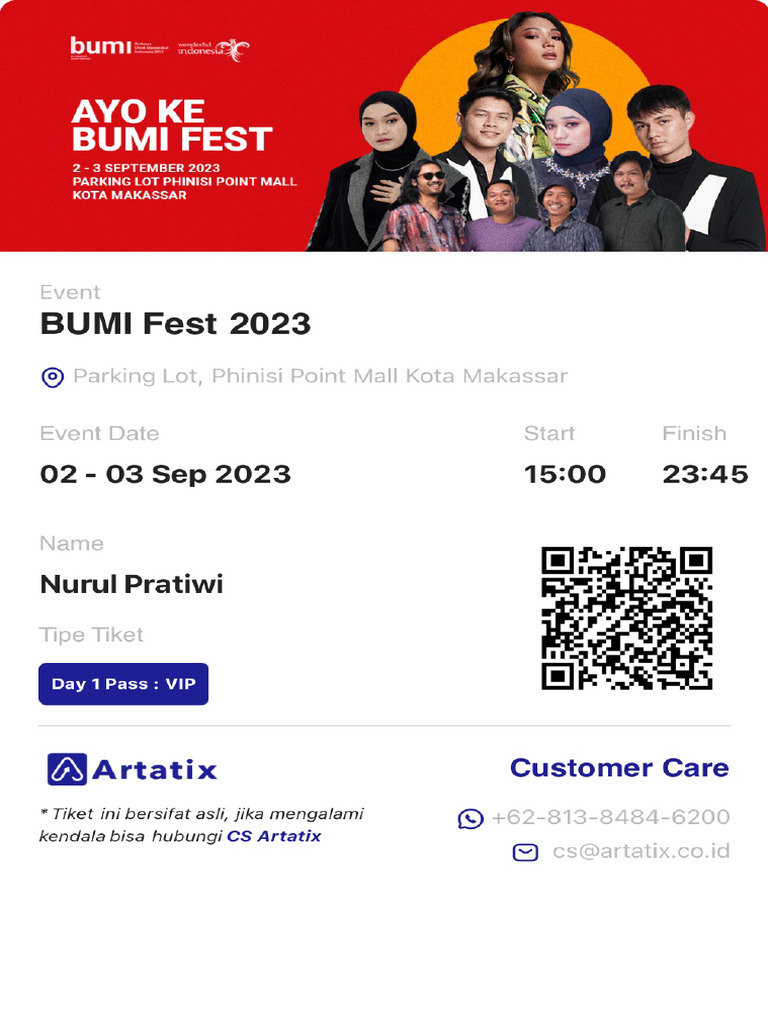 Event E-Tiket - Nurul Pratiwi - BUMI Fest 2023 | PDF