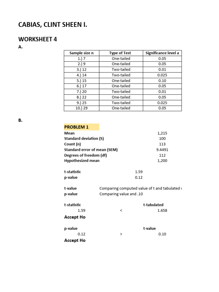 Cabias, Clint Sheen I. W-4 | PDF | P Value | Standard Error