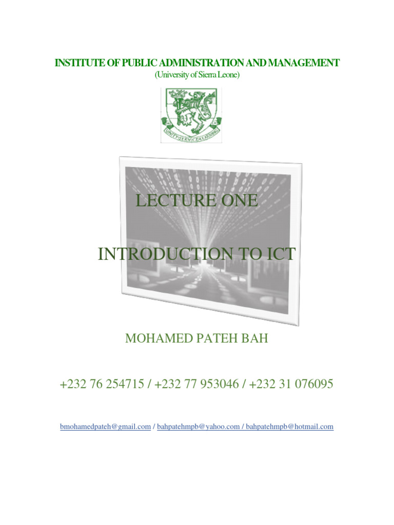 Ict1 Lec 1 | PDF | Computer Hardware | Information Technology