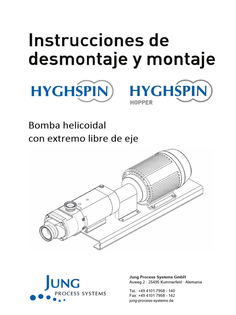 Instrucciones de Montaje y Desmontaje Hyghspin Bomba Helicoidal Diseno Libre de Eje | PDF ...