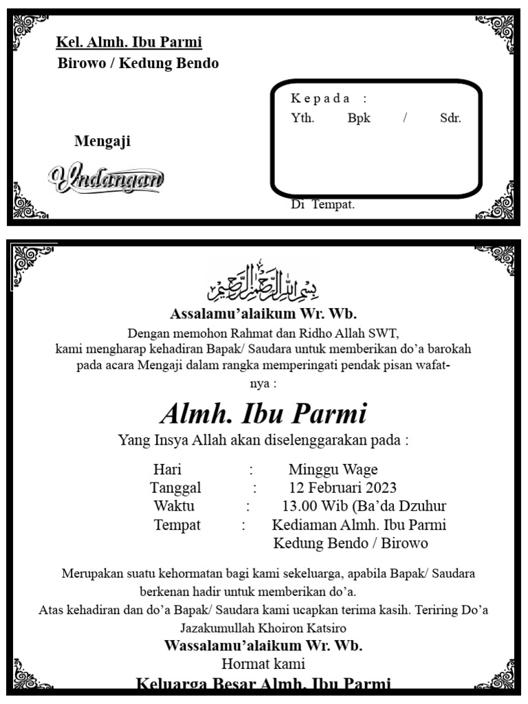 Undangan PENDAK-1 | PDF