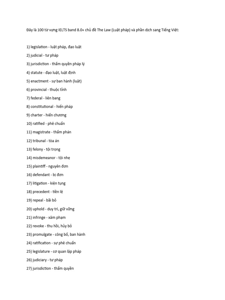Đây Là 100 T V NG IELTS Band 8 Law | PDF