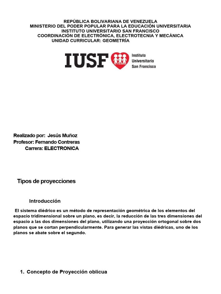 Tipos de Proyecciones en Geometría | PDF | Perspectiva (Gráfica ...