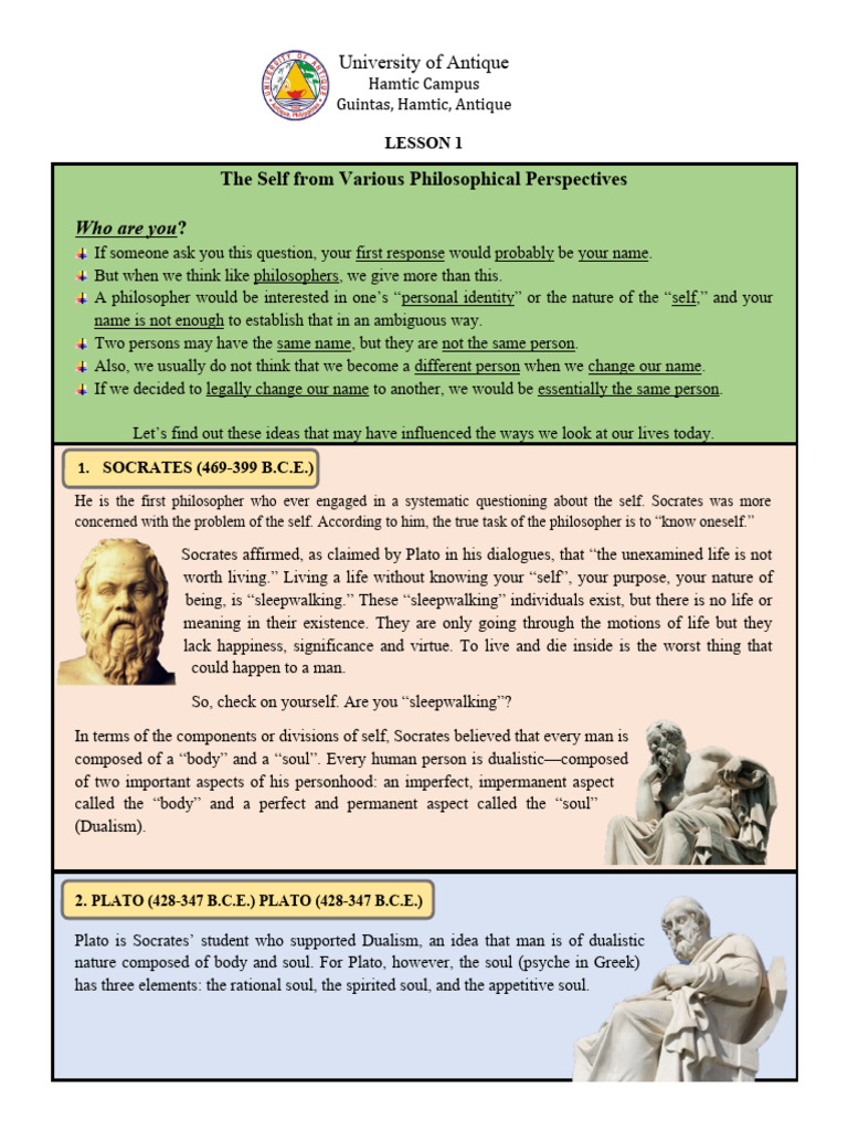 Lesson 1 | PDF | Soul | Philosophy Of Self