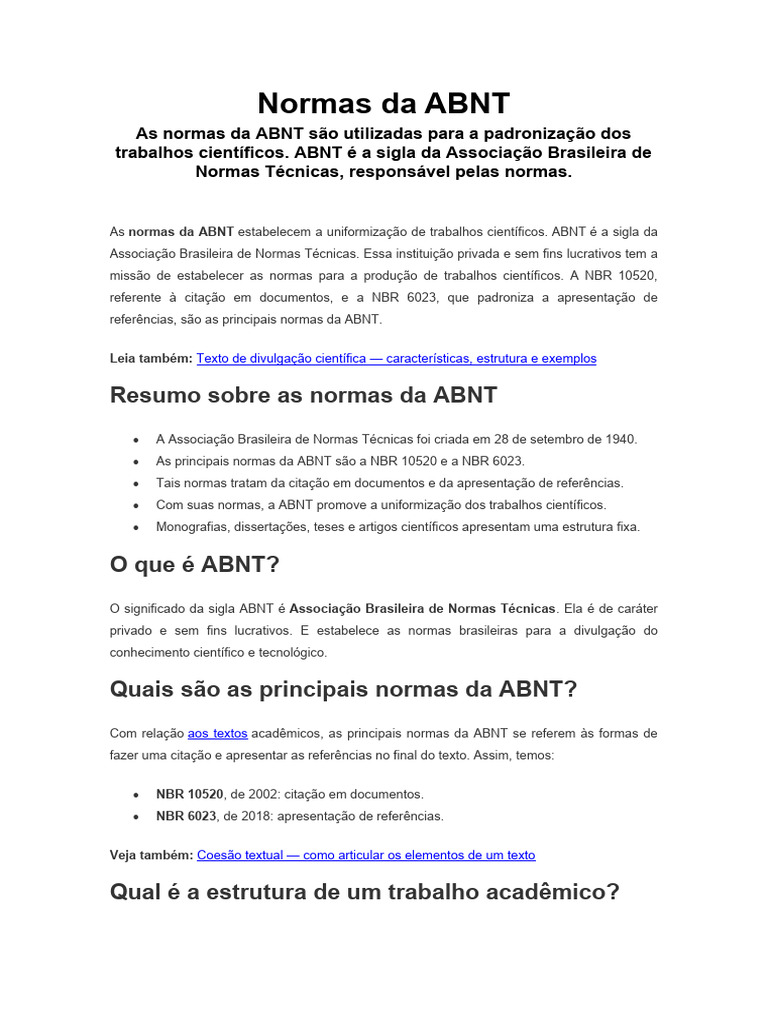 Normas Da Abnt Download Grátis Pdf Citação Comunicação Escrita