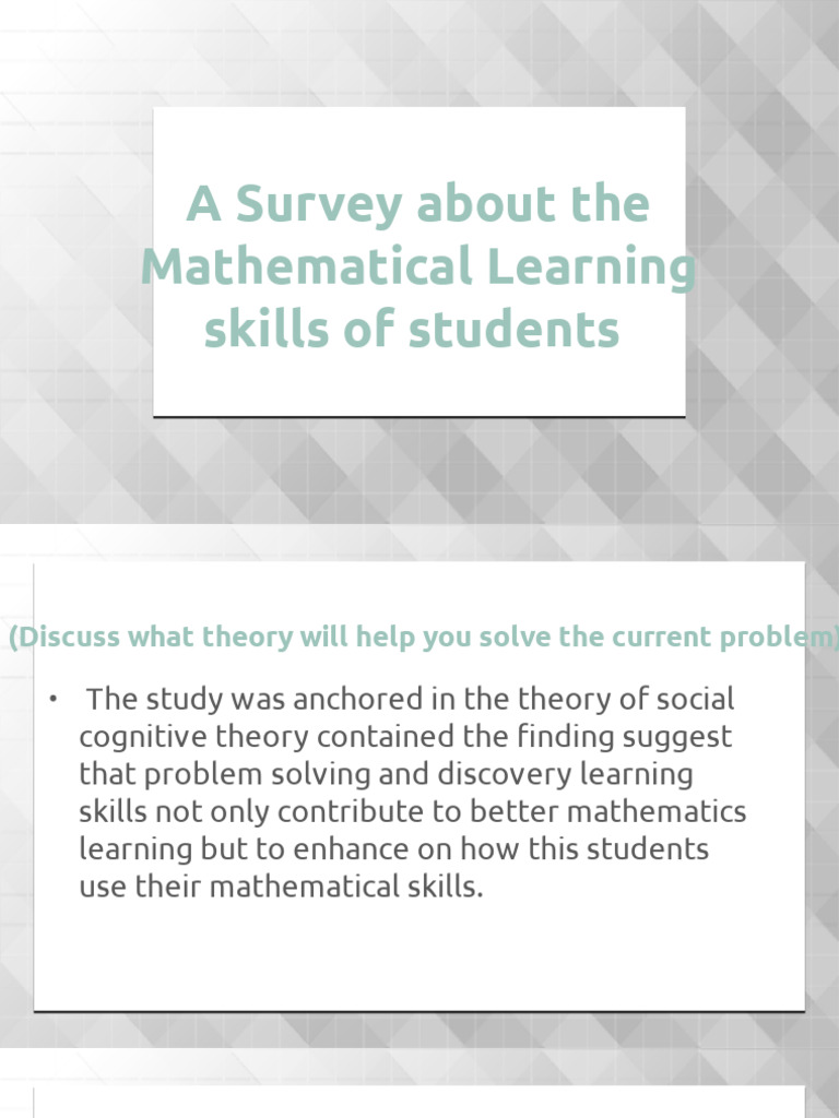 A Survey About The Mathematical Learning Skill of Students | PDF ...