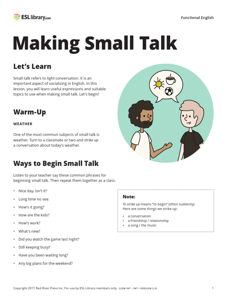 Making-Small-Talk Can Student | PDF | English As A Second Or Foreign ...