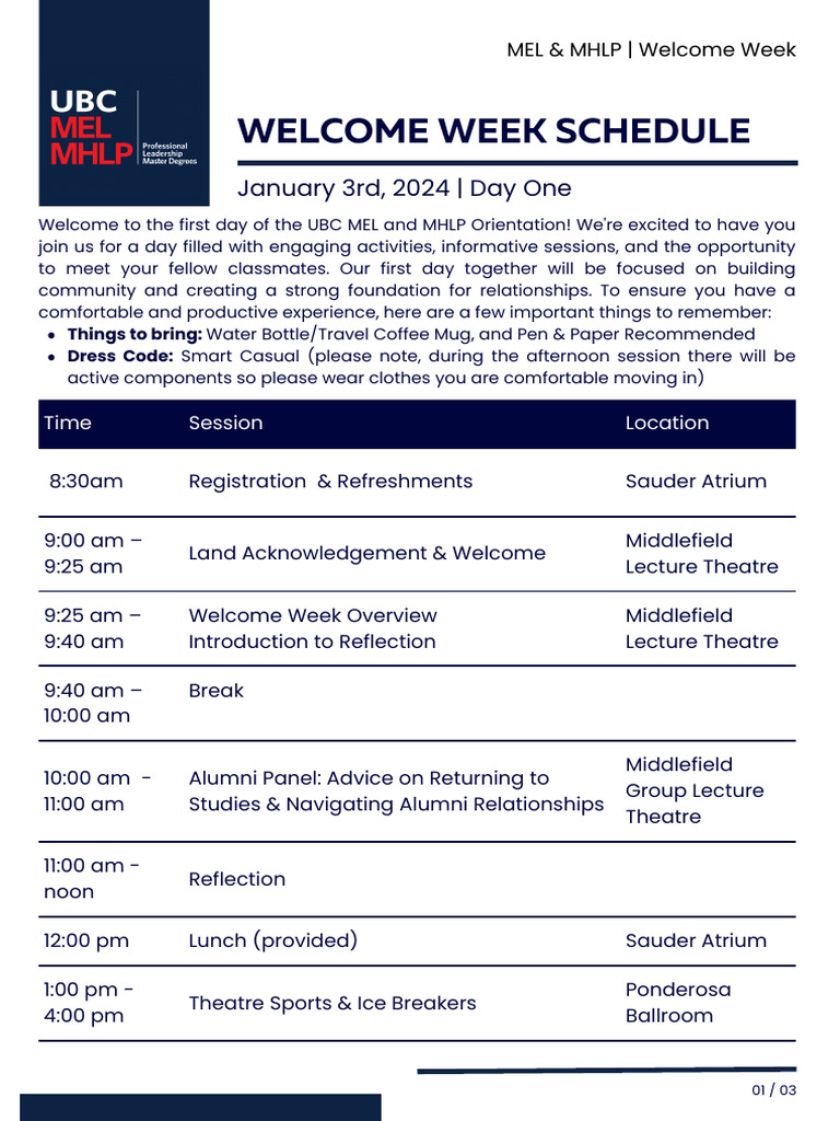 2024 Welcome Week Schedule | PDF | Behavior Modification | Cognition