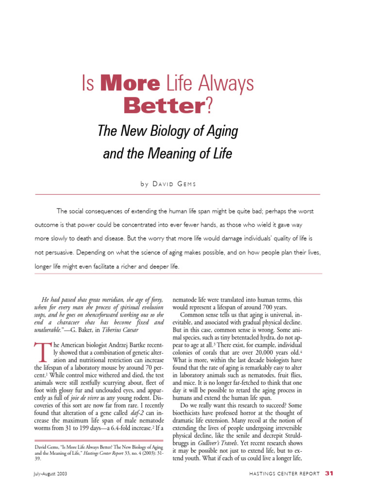 Is More Always Better | PDF | Ageing | Evolution
