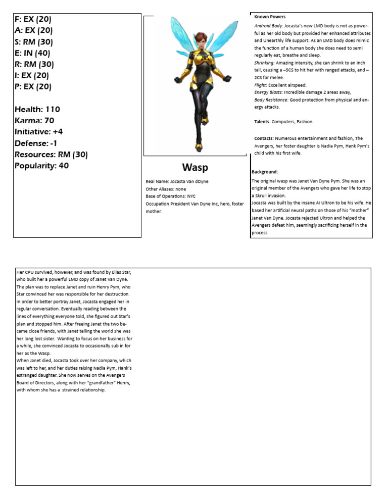 Wasp | PDF | Marvel Comics Characters