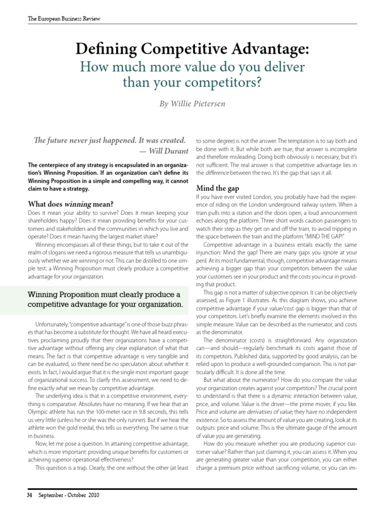Competitive Advantage | PDF | Value (Economics) | Competitive Advantage