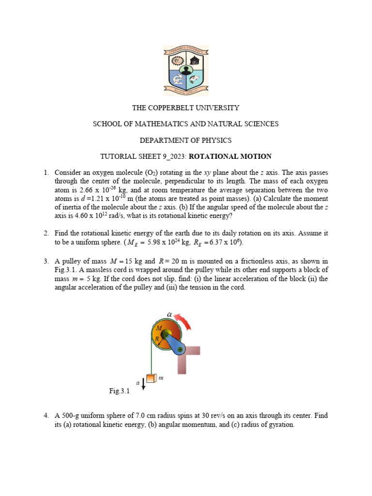 2023 Tutorial 9 Rotational Motion | PDF