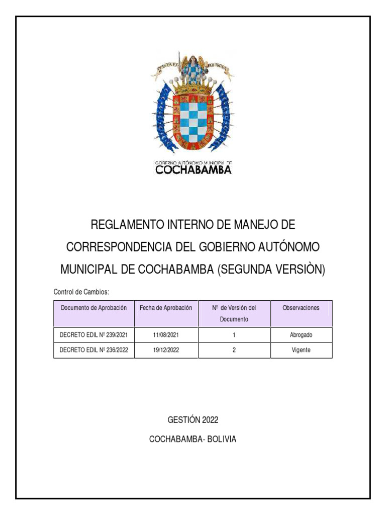 Reglamento Interno de Manejo de Correspondencia Del Gamc V2 | PDF ...